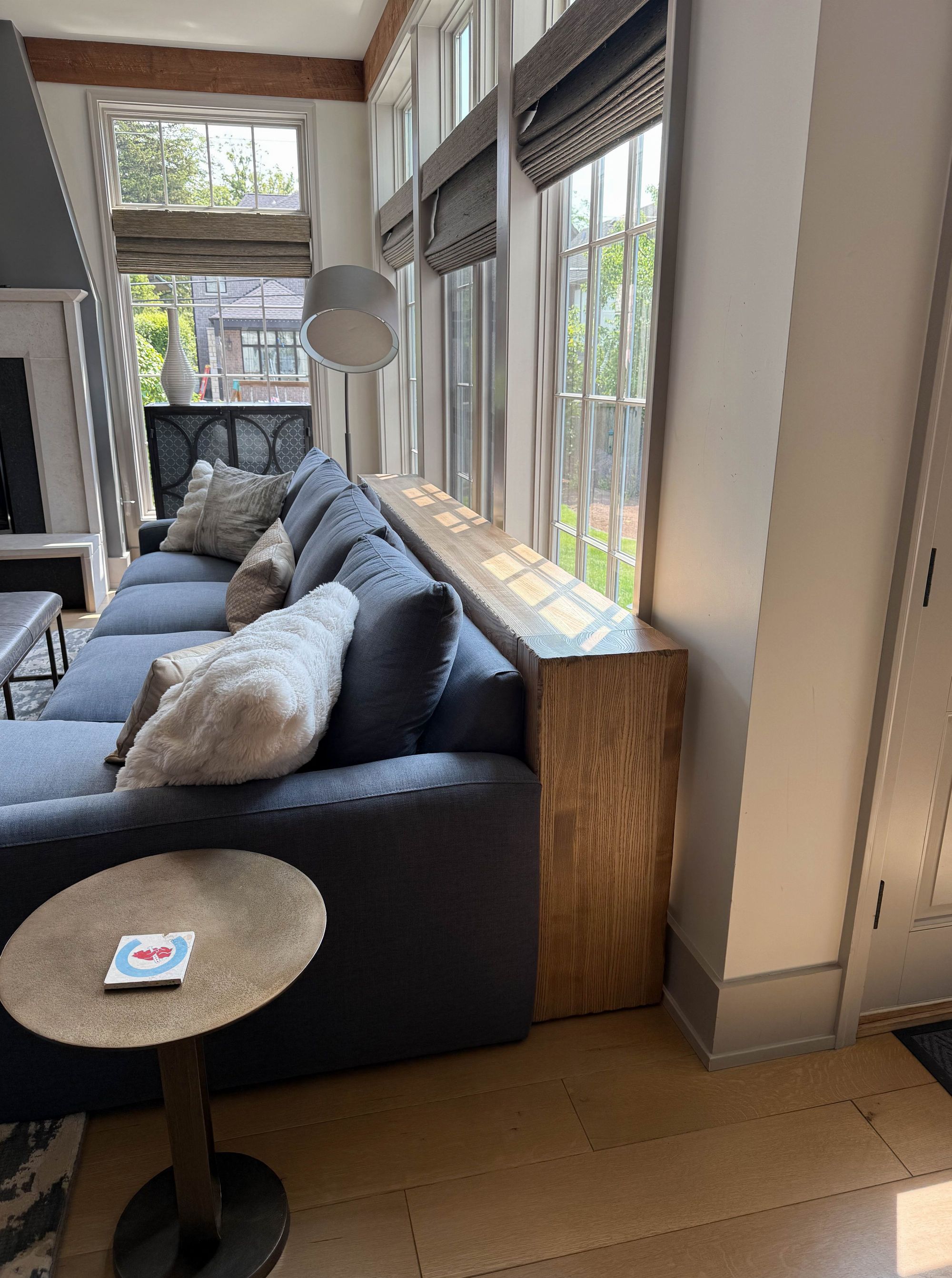 Elmhurst 12x120x32 Solid Beam Console Ash Heavy Wire Rough Sawn Edges – Element Furniture