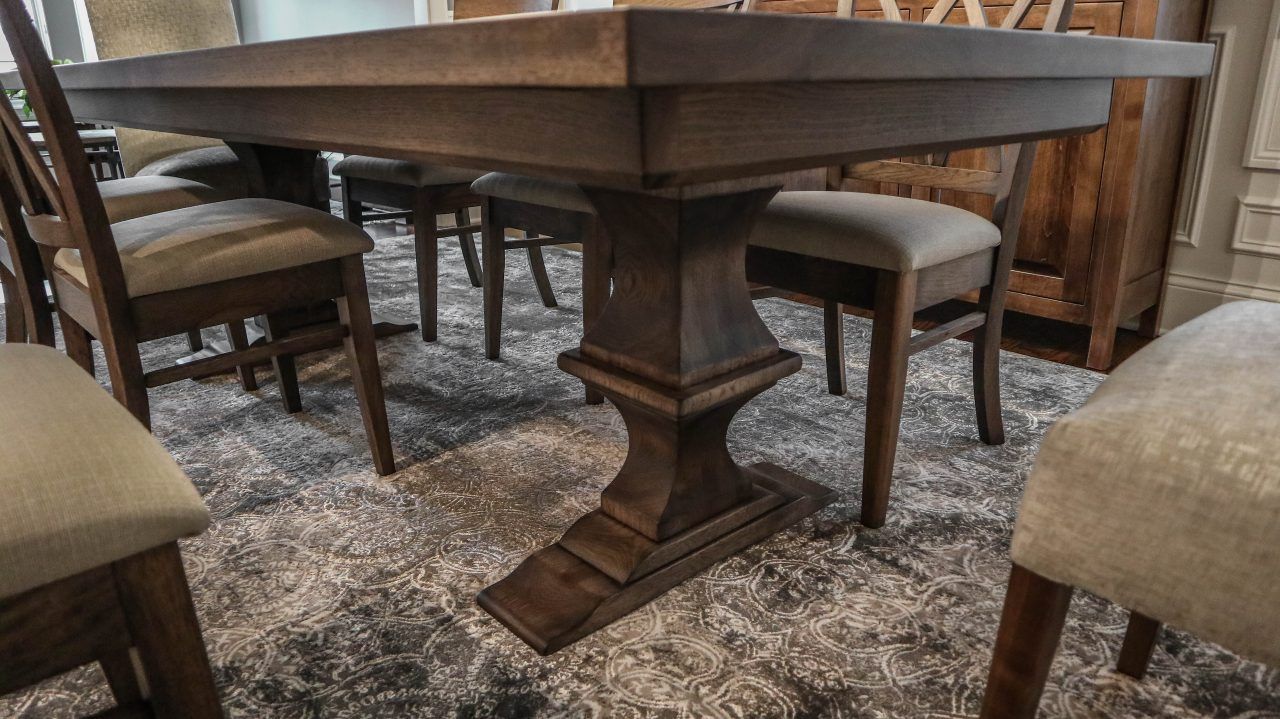 Elmhurst franklin ped 96x42 solid hickory thick top clean edge no dist ...