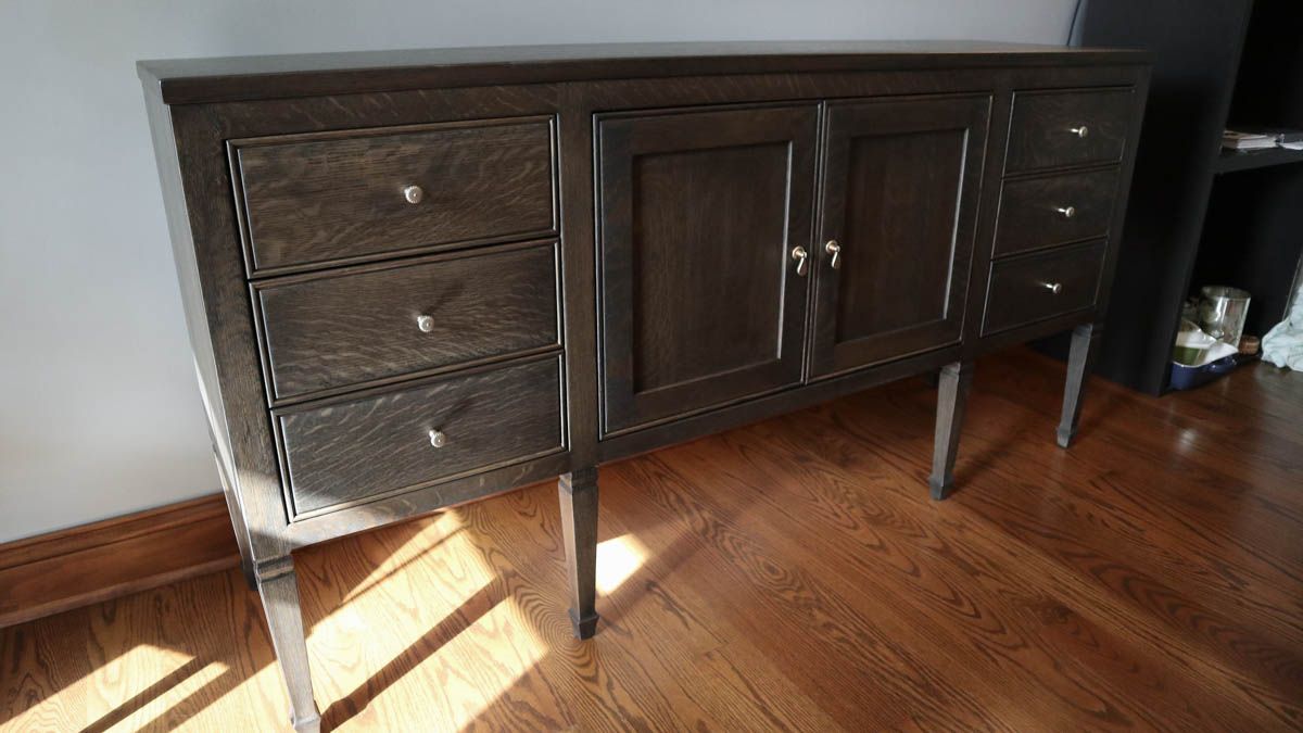 Wheaton Custom buffet - 6 tapered leg 18x68x34 1 thick top qswo Dark K ...
